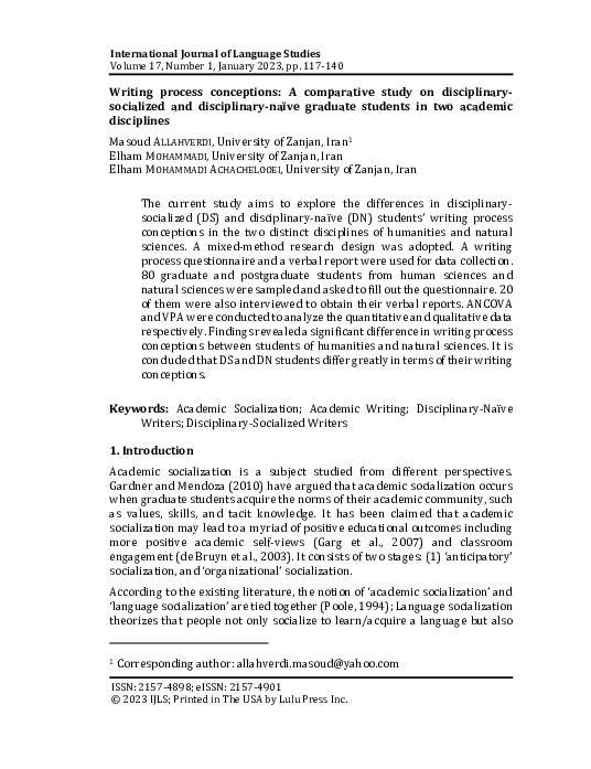 (PDF) Writing process conceptions: A comparative study on disciplinary ...