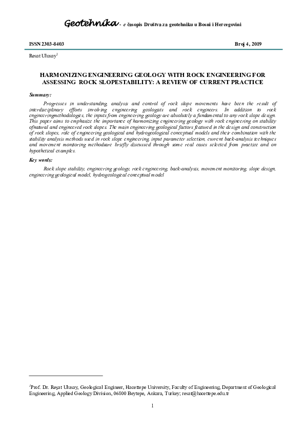 (PDF) Harmonizing Engineering Geology with Rock Engineering for ...