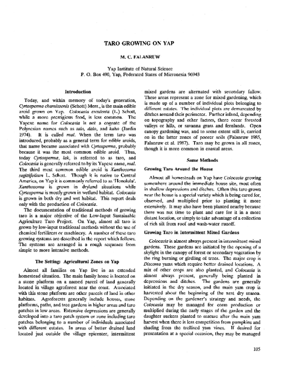 (PDF) Taro Growing on Yap