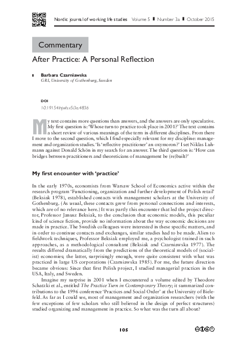 (PDF) After Practice: A Personal Reflection