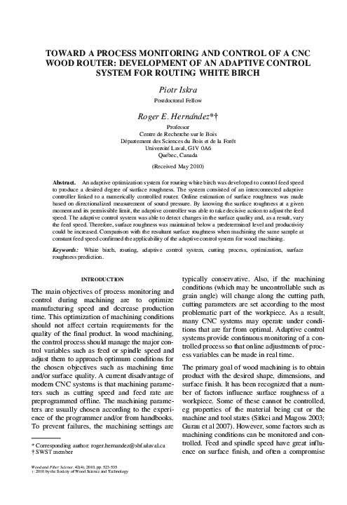 (PDF) Toward a process monitoring and control of a CNC wood router ...