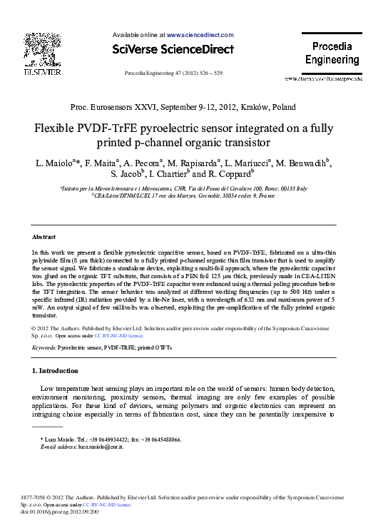 (PDF) Flexible PVDF-TrFE Pyroelectric Sensor Integrated on a Fully ...