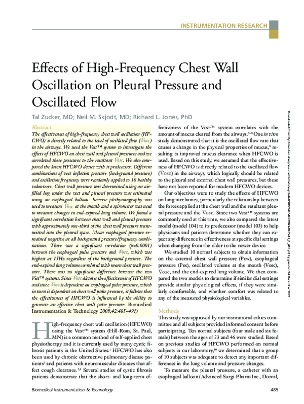 (PDF) Effects of High-Frequency Chest Wall Oscillation on Pleural ...