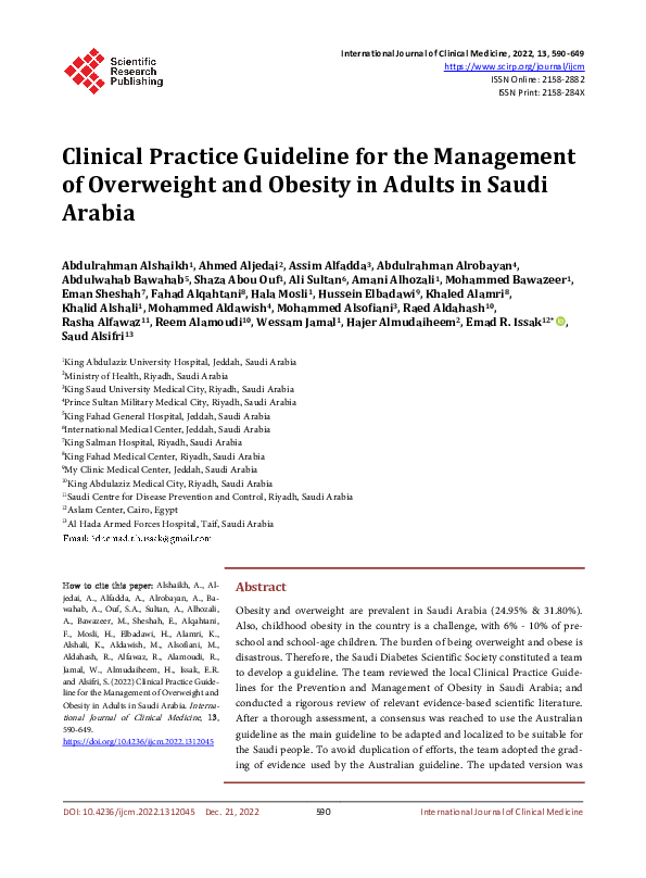 (PDF) Clinical Practice Guideline for the Management of Overweight and ...