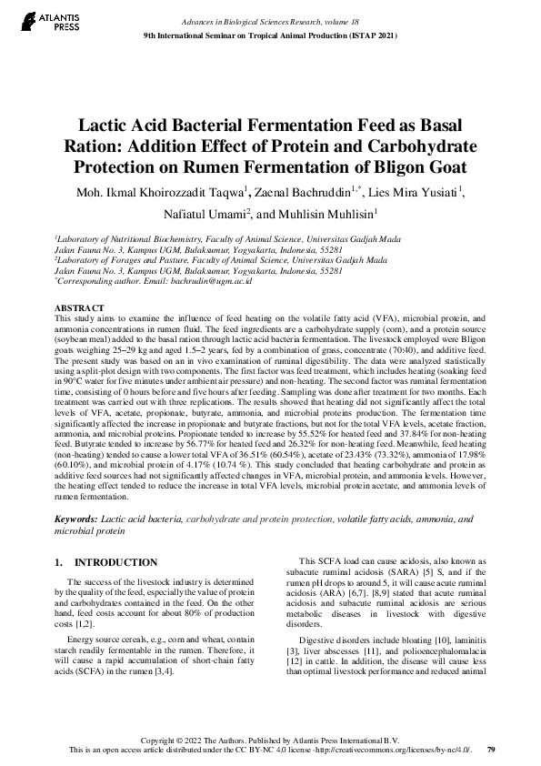 (PDF) Lactic Acid Bacterial Fermentation Feed as Basal Ration: Addition ...