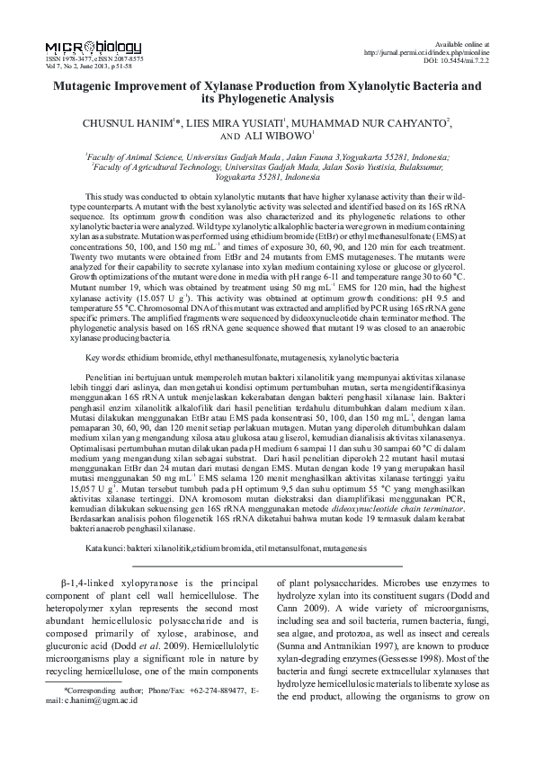 (PDF) Mutagenic Improvement of Xylanase Production from Xylanolytic Bacteria and its ...