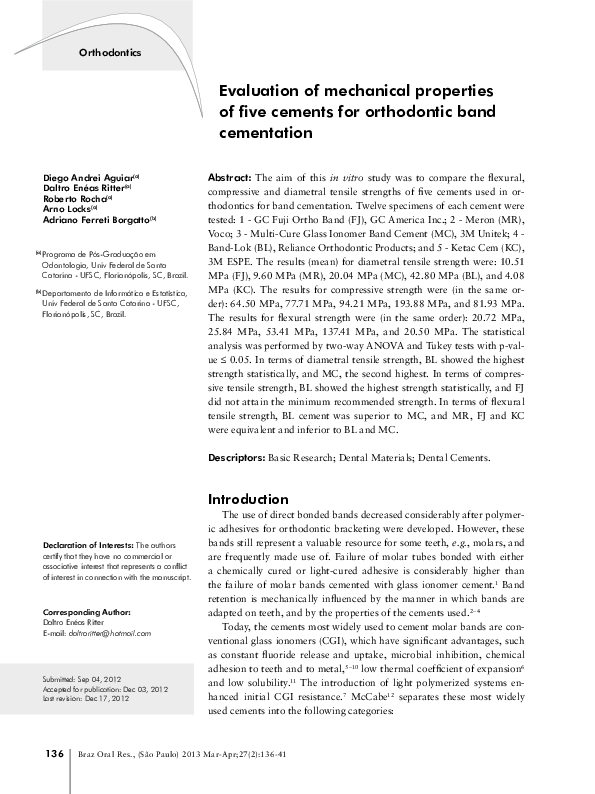 (PDF) Evaluation of mechanical properties of five cements for ...