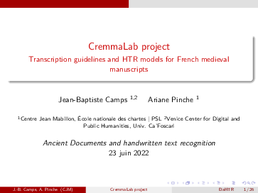 (PDF) CremmaLab project: Transcription guidelines and HTR models for ...