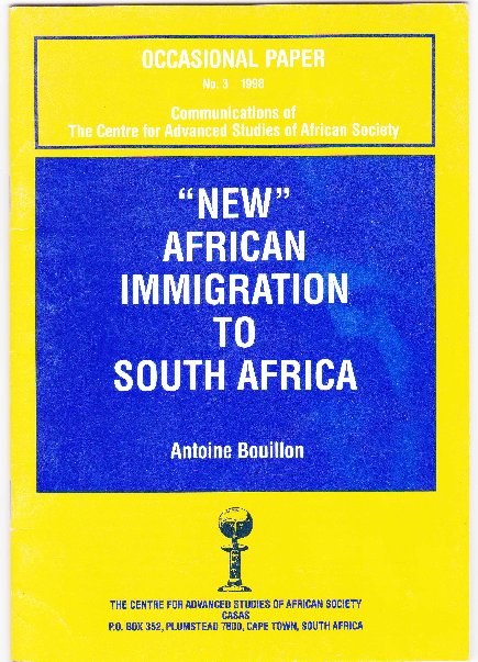 (PDF) "New" African Immigration to South Africa