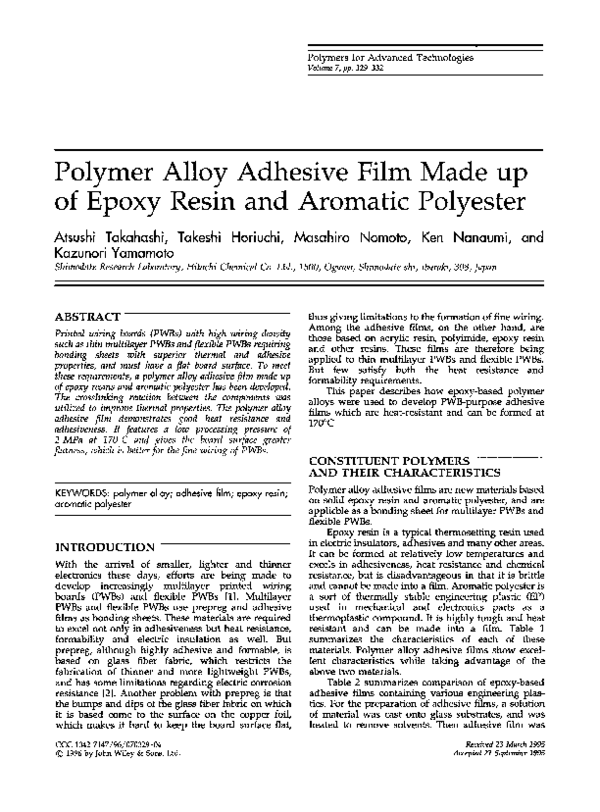 (PDF) Polymer Alloy Adhesive Film Made up of Epoxy Resin and Aromatic ...