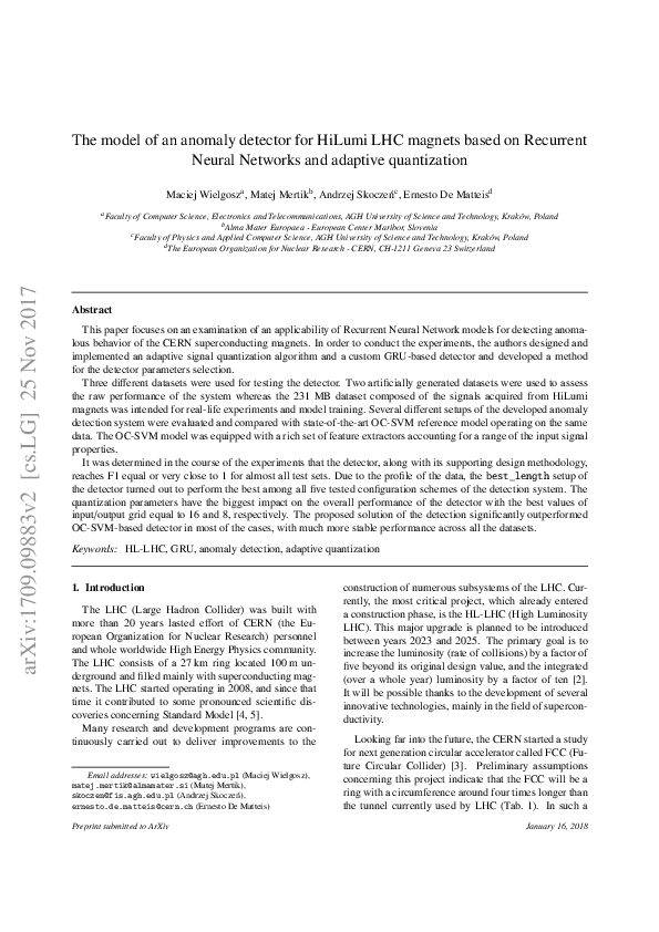 (PDF) The model of an anomaly detector for HiLumi LHC magnets based on Recurrent Neural Networks ...