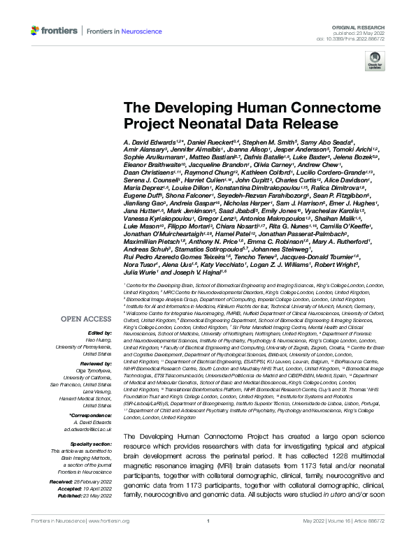 (PDF) The Developing Human Connectome Project Neonatal Data Release