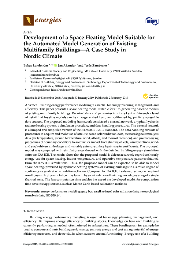 (PDF) Development of a Space Heating Model Suitable for the Automated ...