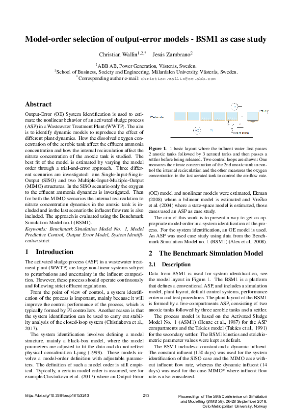 (PDF) Model-order selection of output-error models - BSM1 as case study