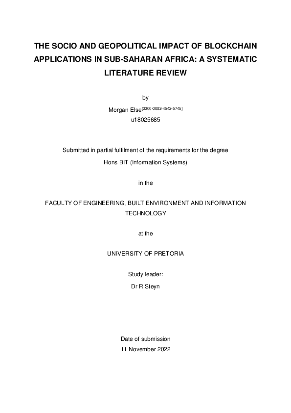 (PDF) THE SOCIO AND GEOPOLITICAL IMPACT OF BLOCKCHAIN APPLICATIONS IN SUB-SAHARAN AFRICA: A ...