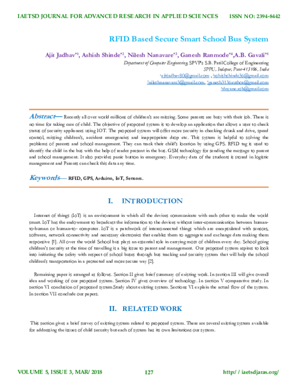 (PDF) RFID Based Secure Smart School Bus System