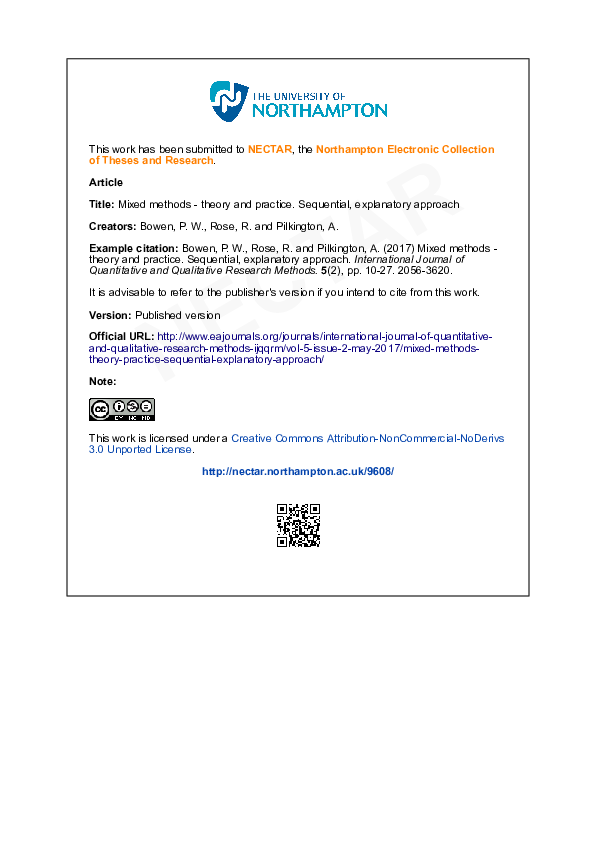 (PDF) Mixed methods - theory and practice. Sequential, explanatory approach