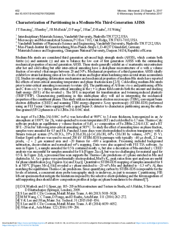 (PDF) Characterization of Partitioning in a Medium-Mn Third-Generation AHSS