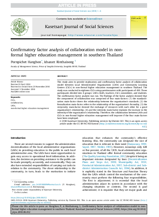 (PDF) Confirmatory factor analysis of collaboration model in non-formal ...