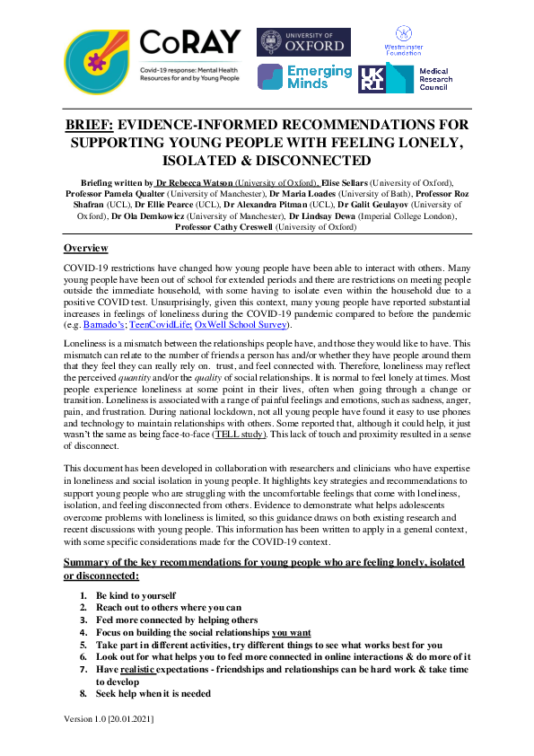 (PDF) Brief: Evidence-informed recommendations for supporting young ...