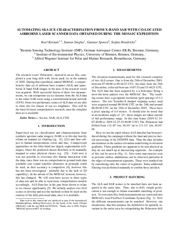 (PDF) Automating Sea Ice Characterisation from X-Band SAR with Co ...