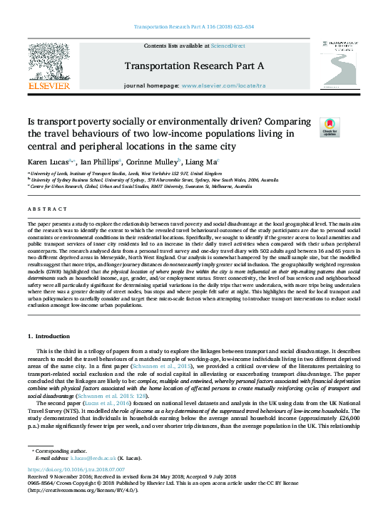 (PDF) Is transport poverty socially or environmentally driven ...