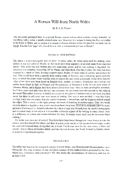 (PDF) A Roman Will from North Wales