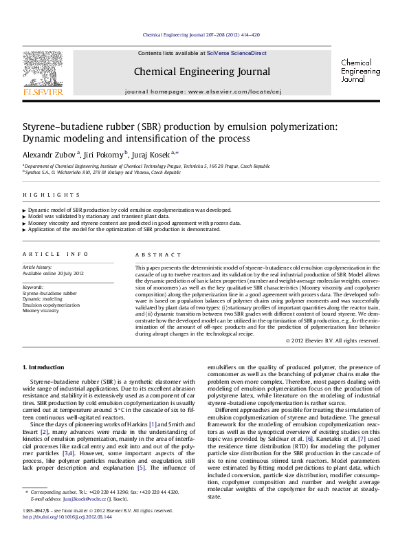 (PDF) Styrene–butadiene rubber (SBR) production by emulsion ...