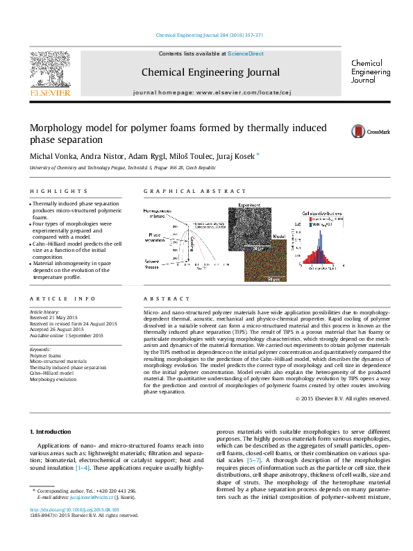 (PDF) Morphology model for polymer foams formed by thermally induced ...
