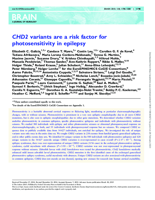 (PDF) CHD2 variants are a risk factor for photosensitivity in epilepsy