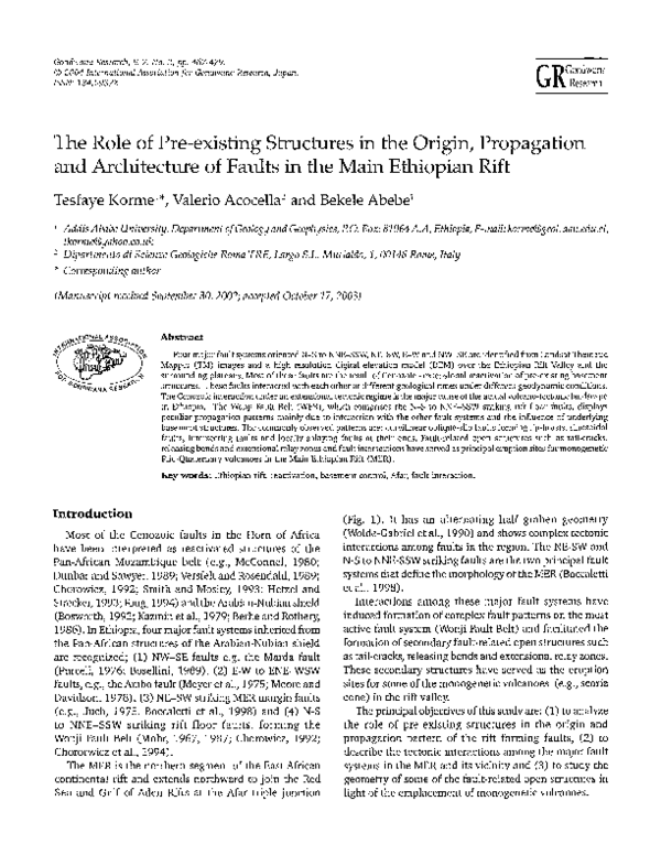 Pdf The Role Of Pre Existing Structures In The Origin Propagation And Architecture Of Faults