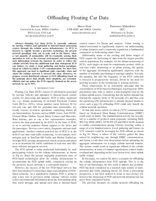 (PDF) Offloading Floating Car Data | Razvan Stanica - Academia.edu