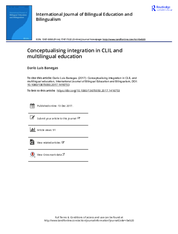 (PDF) Conceptualising Integration in CLIL and Multilingual Education