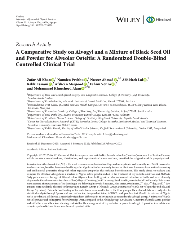 (PDF) A Comparative Study on Alvogyl and a Mixture of Black Seed Oil ...