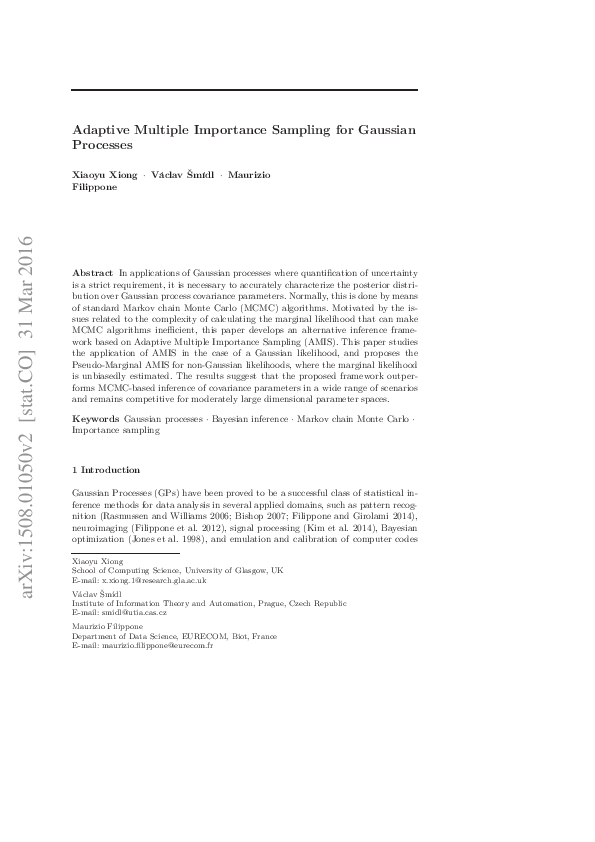 (PDF) Adaptive multiple importance sampling for Gaussian processes