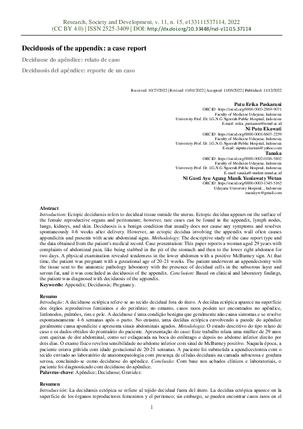 (PDF) Deciduosis of the appendix: a case report