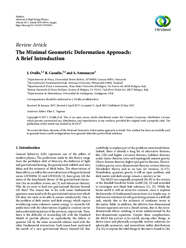 (PDF) The Minimal Geometric Deformation Approach: A Brief Introduction