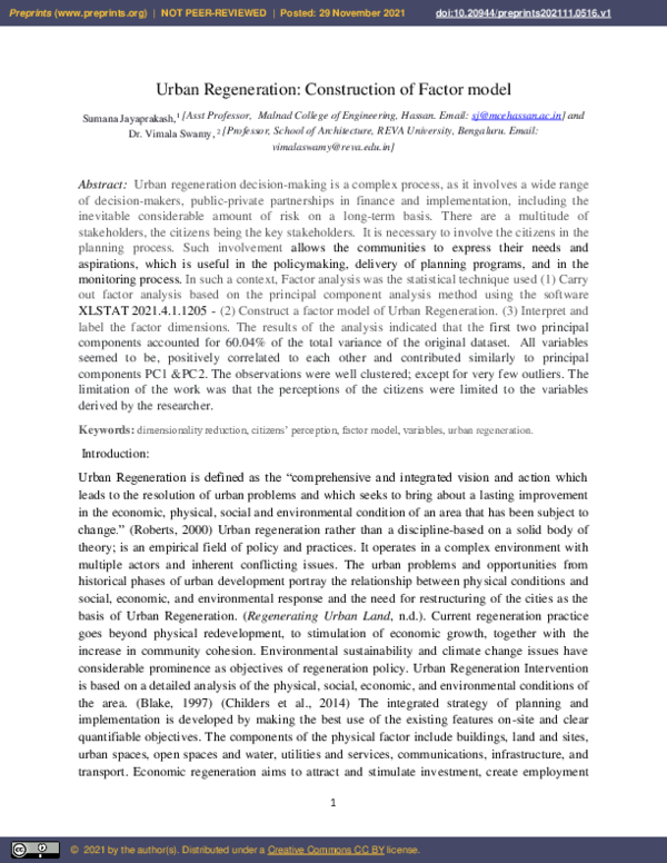 (PDF) Urban Regeneration: Construction of Factor model