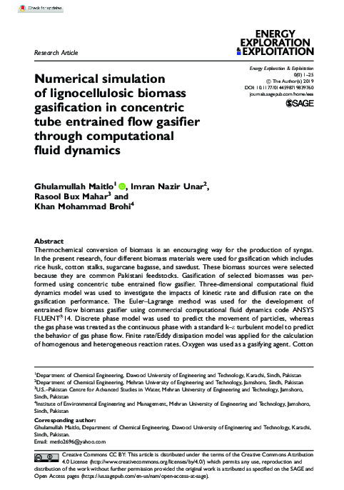 (PDF) Numerical simulation of lignocellulosic biomass gasification in concentric tube entrained ...