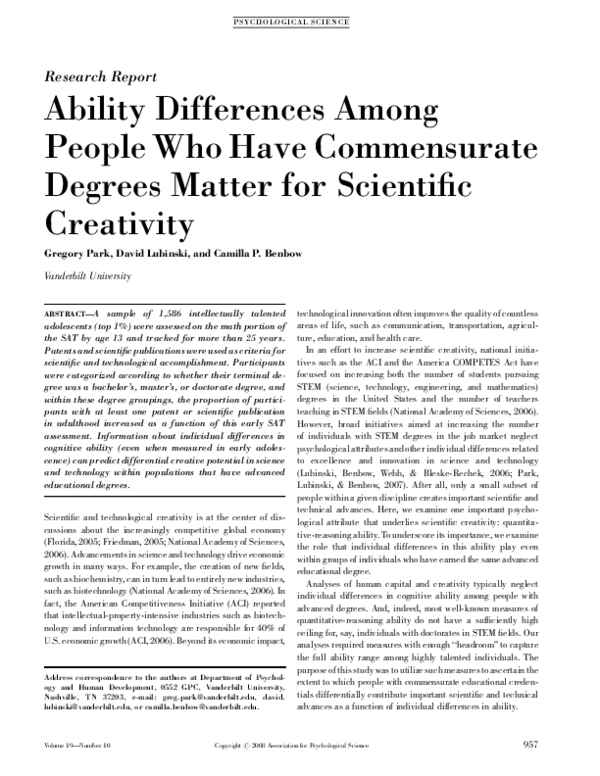 (PDF) Ability Differences Among People Who Have Commensurate Degrees ...