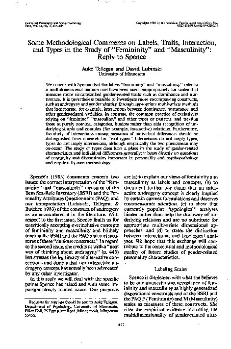 (PDF) Some methodological comments on labels, traits, interaction, and ...