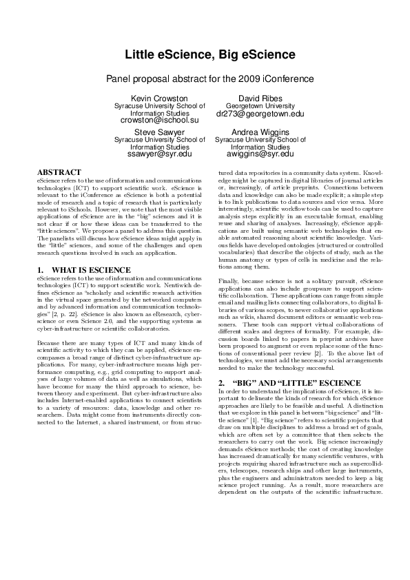 (PDF) Little eScience, Big eScience