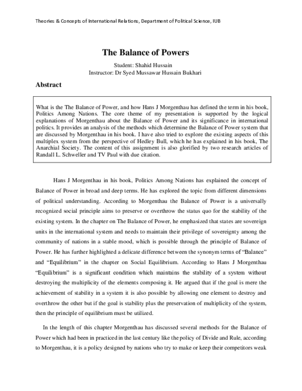 (PDF) The Balance of Power