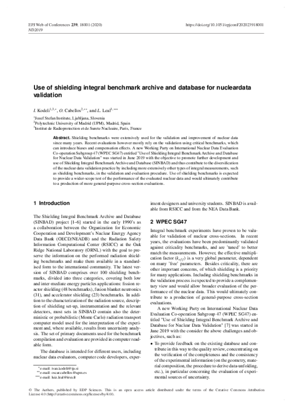 (PDF) Use of shielding integral benchmark archive and database for nucleardata validation