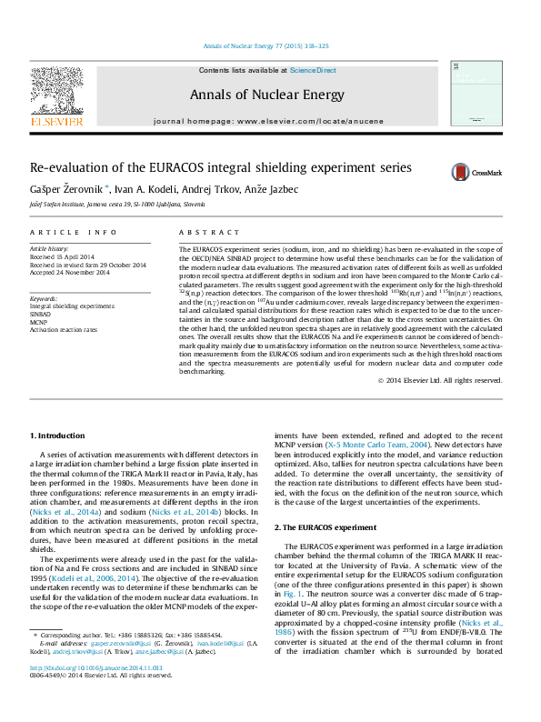 (PDF) Re-evaluation of the EURACOS integral shielding experiment series | Ivan Kodeli - Academia.edu