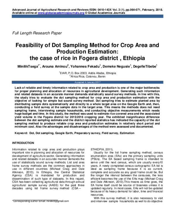 (PDF) Feasibility of Dot Sampling Method for Crop Area and Production ...