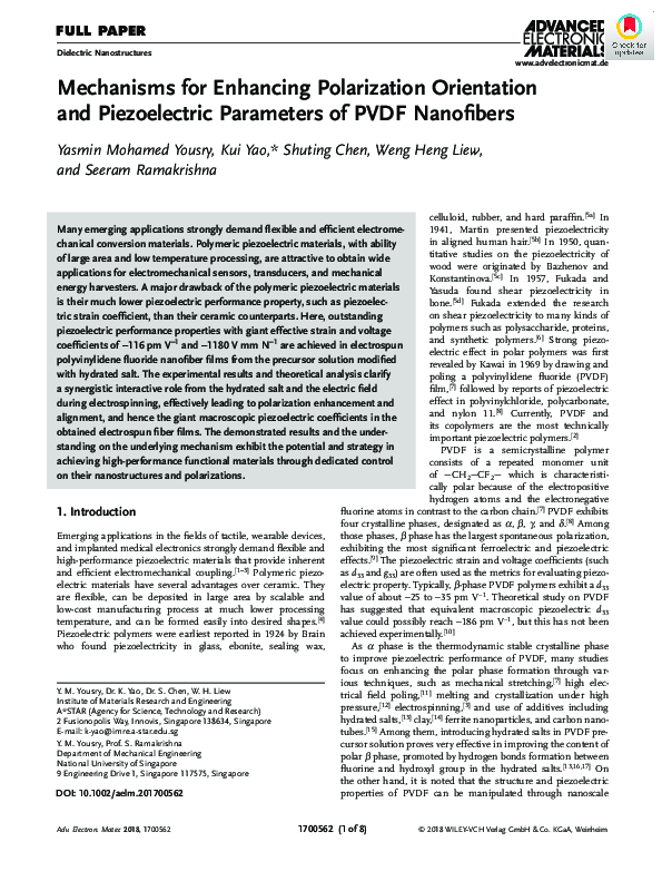 (PDF) Mechanisms for Enhancing Polarization Orientation and Piezoelectric Parameters of PVDF ...