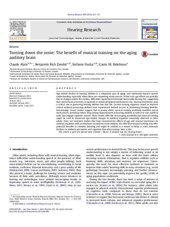 (PDF) Turning down the noise: The benefit of musical training on the ...