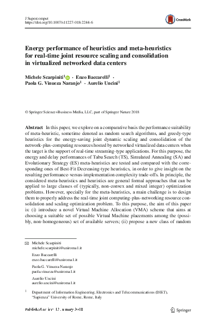 Pdf Energy Performance Of Heuristics And Meta Heuristics For Real