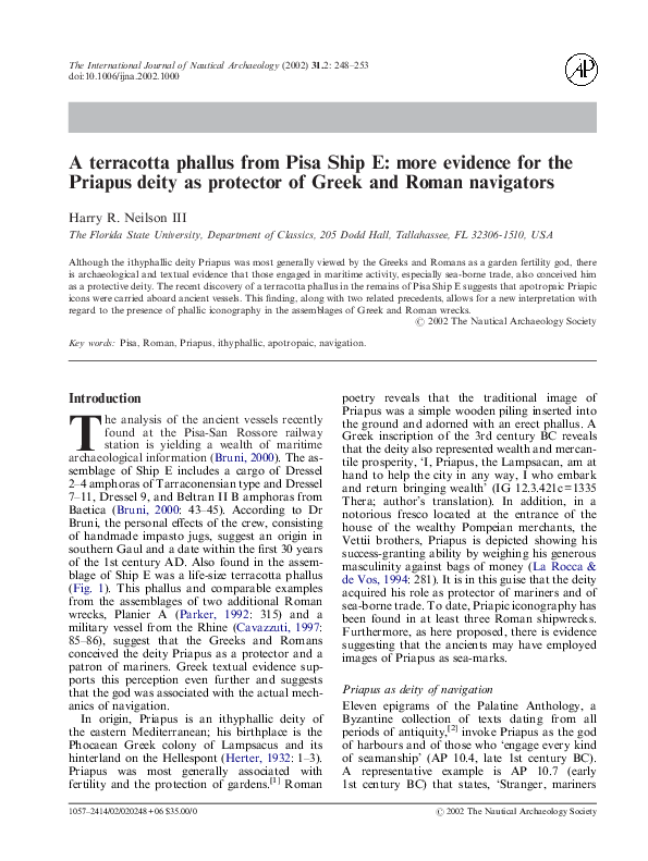 (PDF) A terracotta phallus from Pisa Ship E: more evidence for the ...